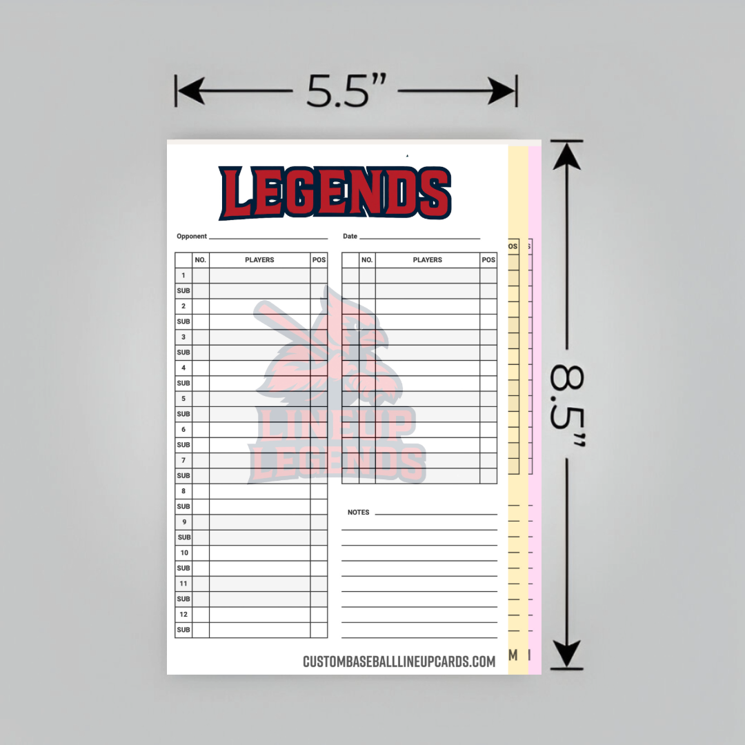 Custom Baseball Lineup Cards